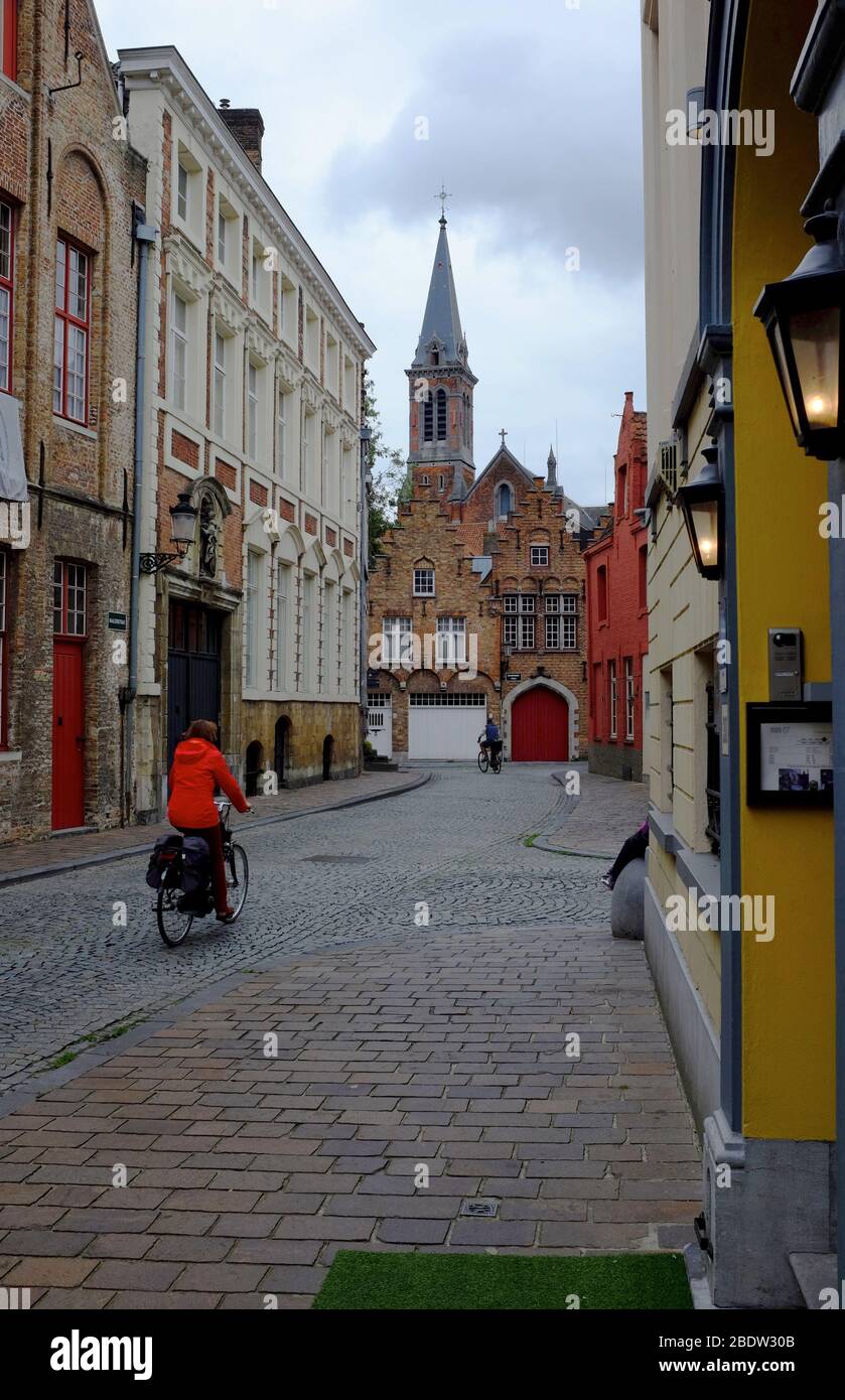 Cobblestone street with historical architectures in the historical ...