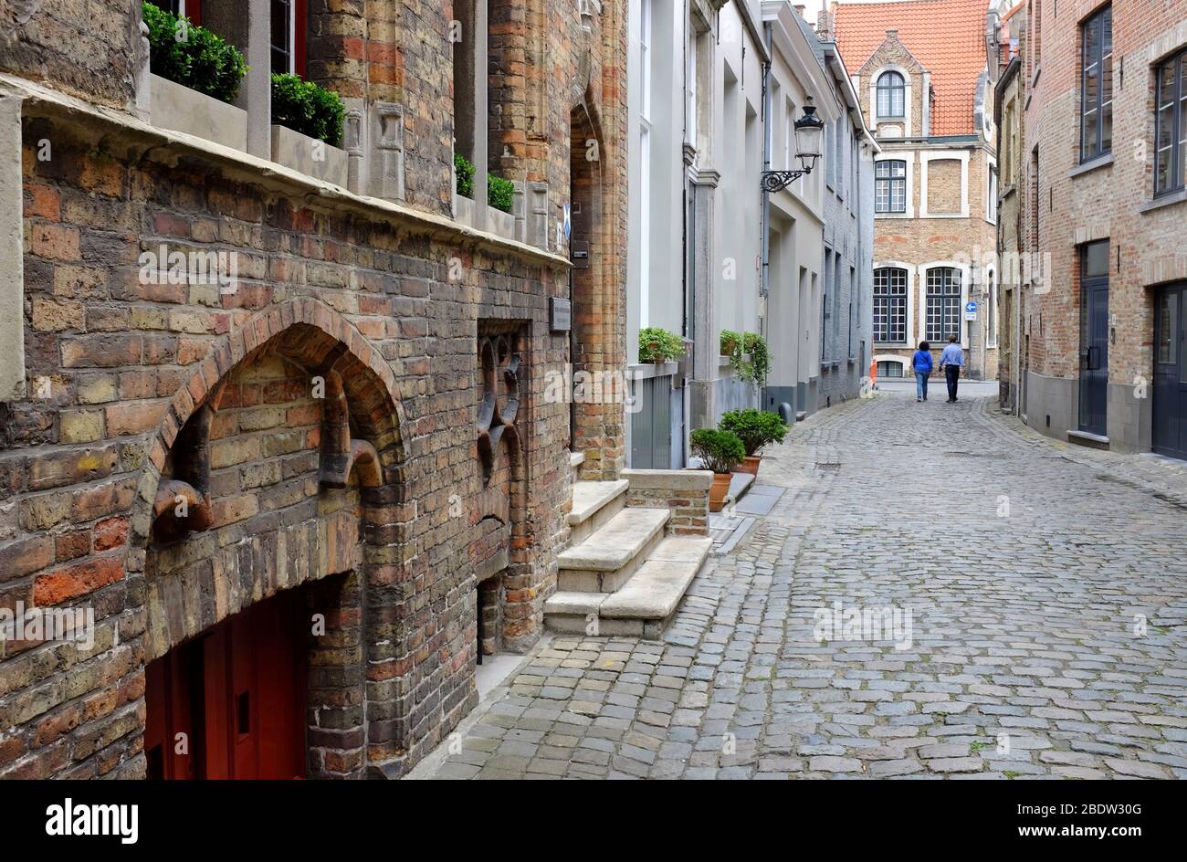 Cobblestone street with historical architectures in the historical ...