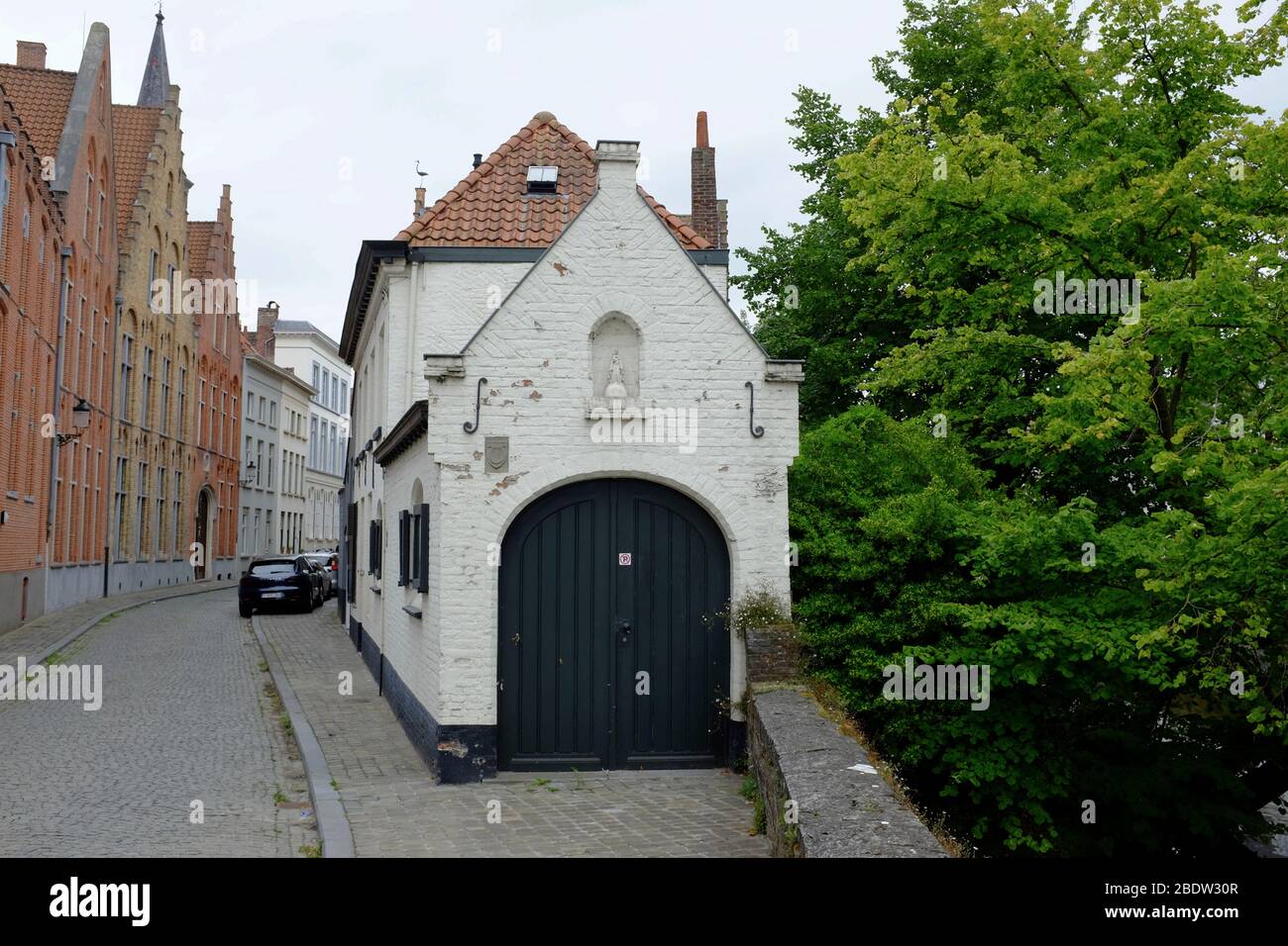 Cobblestone street with historical architectures in the historical ...