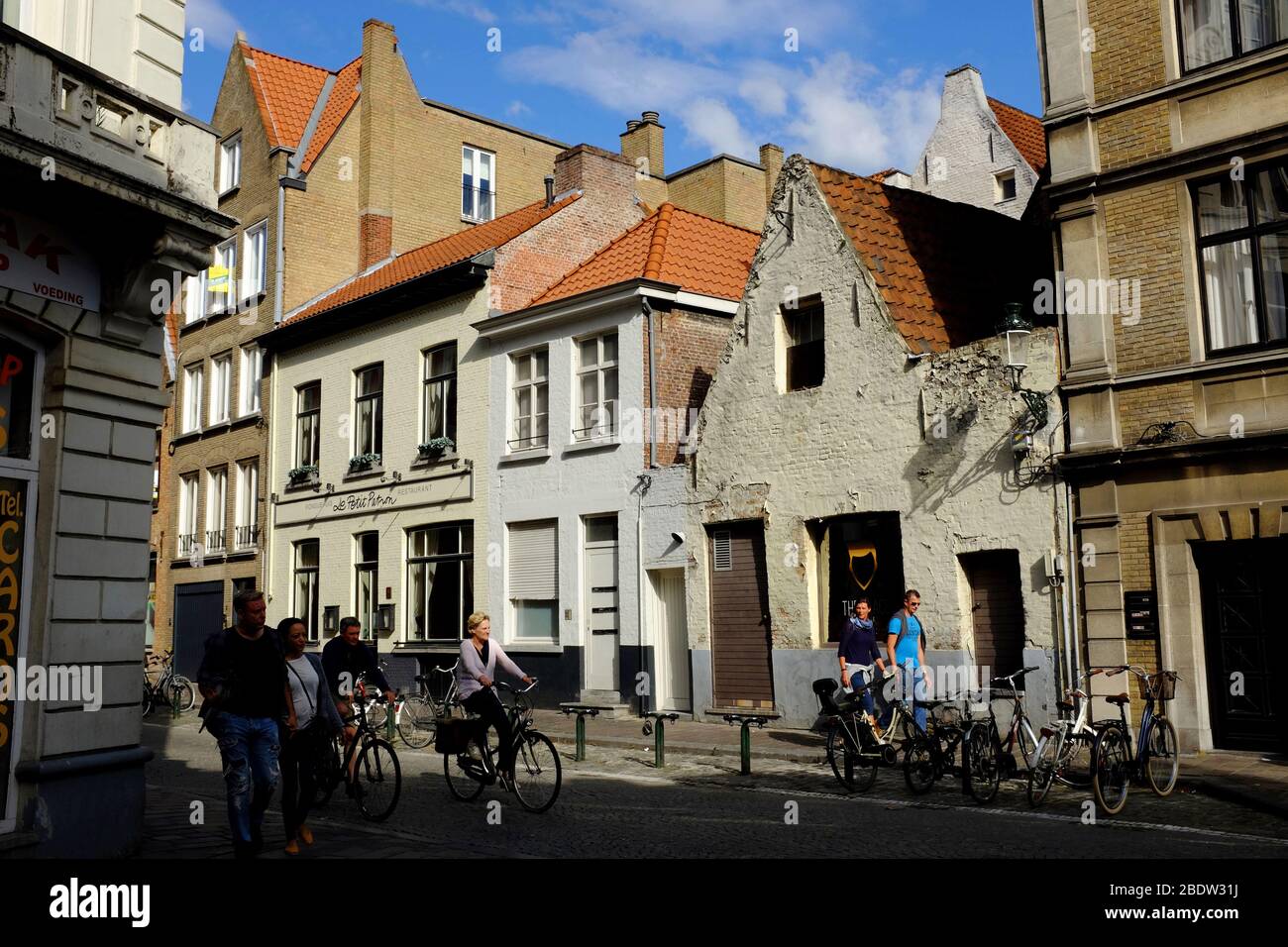 Cobblestone street with historical architectures in the historical ...