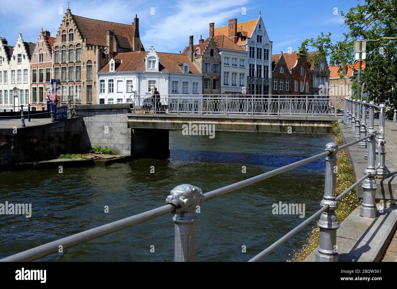 Historic architectures along the canal with bridge cross over the ...
