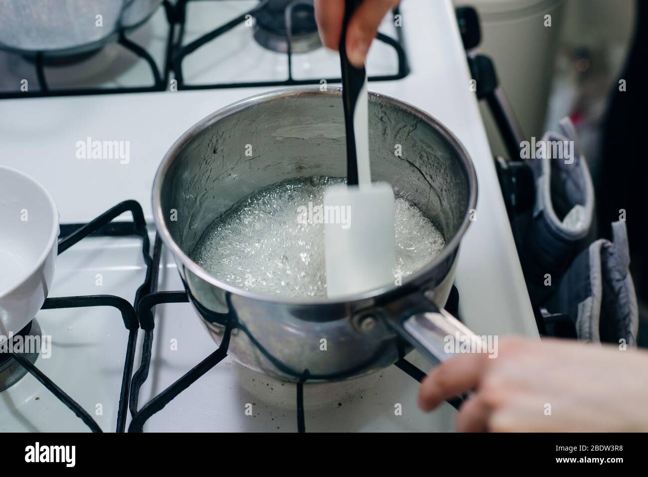 Boiling sugar mixture. Wet Caramelization. Making Golden Syrup Series ...