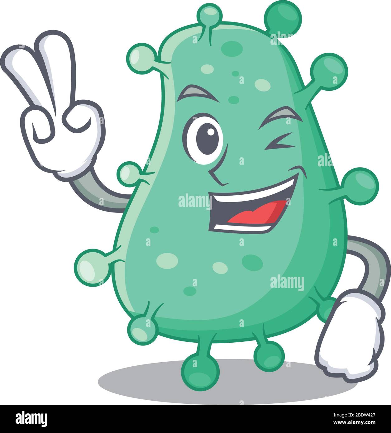 Happy agrobacterium tumefaciens cartoon design concept with two fingers ...