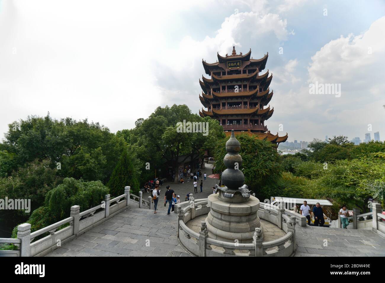 Yellow Crane Tower and Ancient Bronze Top. Wuhan, China Stock Photo - Alamy