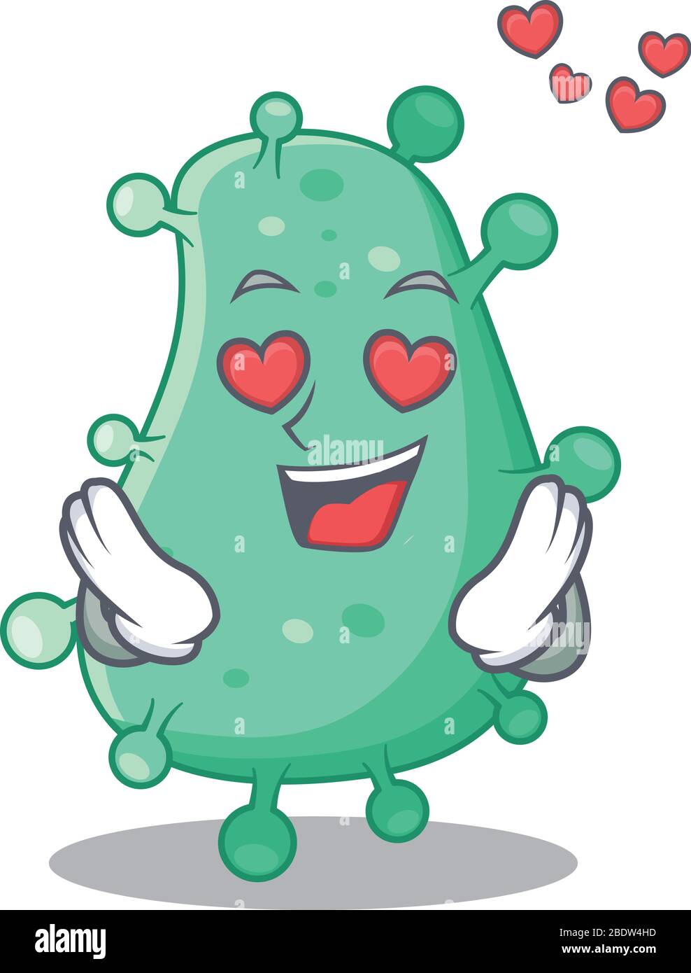 Cute agrobacterium tumefaciens cartoon character has a falling in love ...