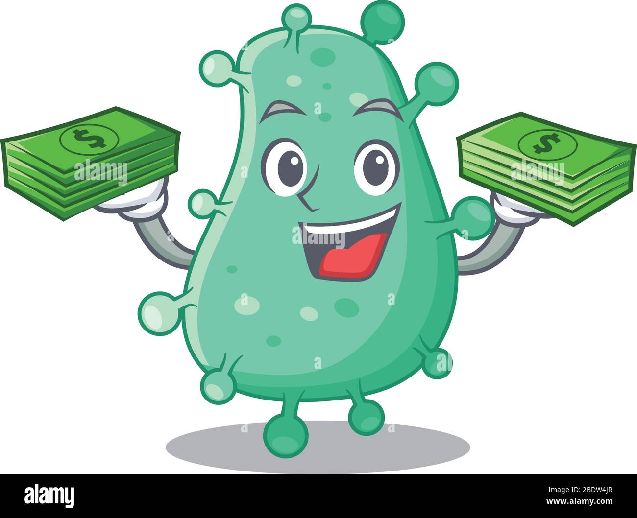 A wealthy agrobacterium tumefaciens cartoon character having money on ...
