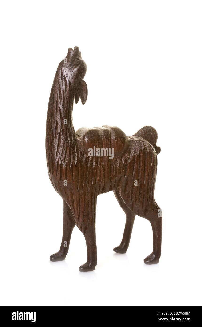 ornament statue of llama in front of white background Stock Photo - Alamy