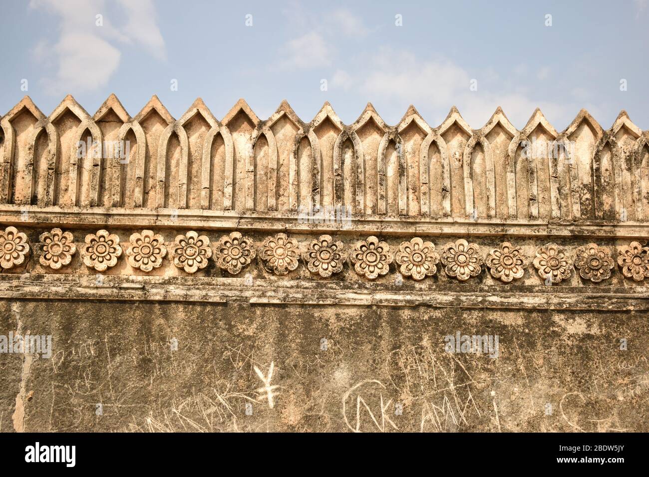 Old Fort Rock Stone Big Wall For Background Dirty Old Classic Wall ...