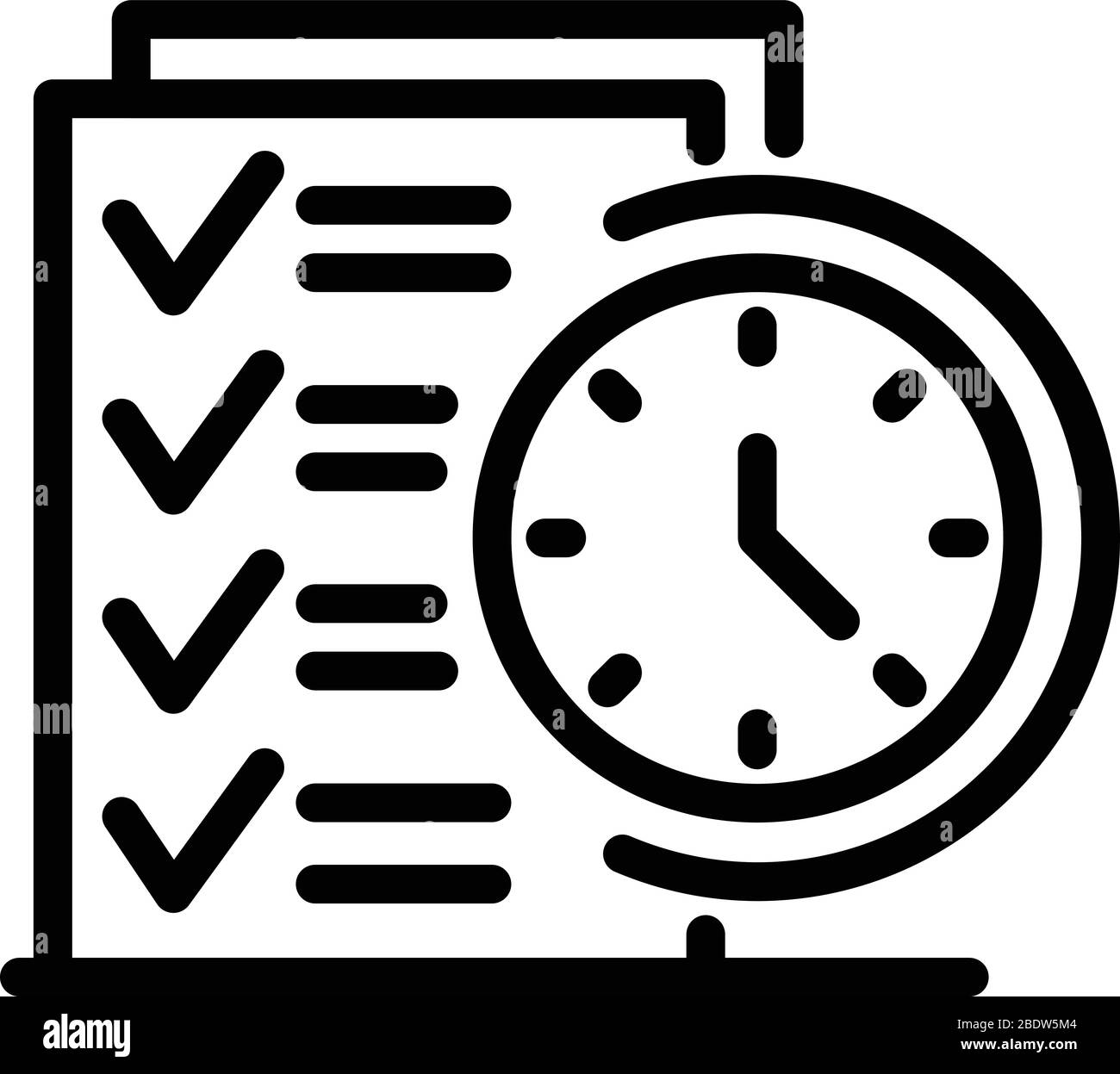 List and clock icon, outline style Stock Vector Image & Art - Alamy