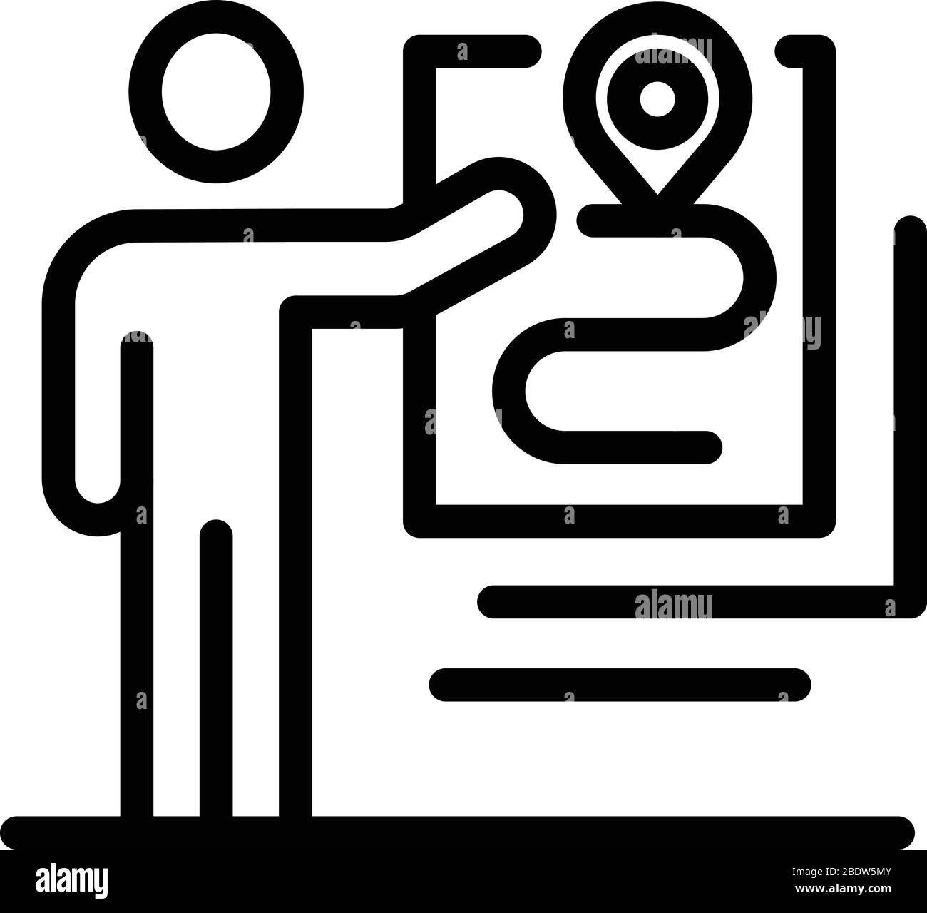 Man marks a route on a map icon, outline style Stock Vector Image & Art ...