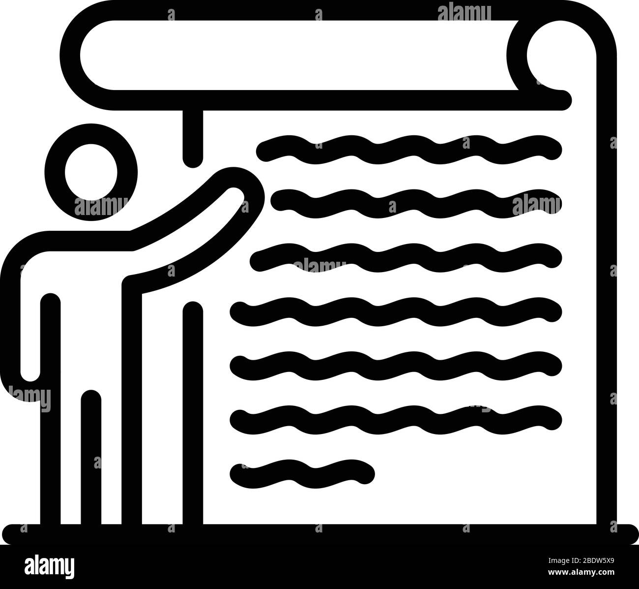 Man and huge document icon, outline style Stock Vector Image & Art - Alamy