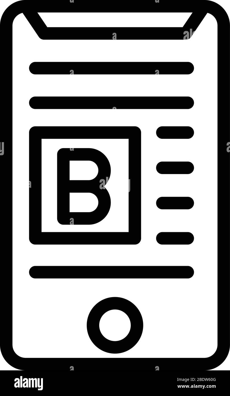 Smartphone and letter B icon, outline style Stock Vector Image & Art ...
