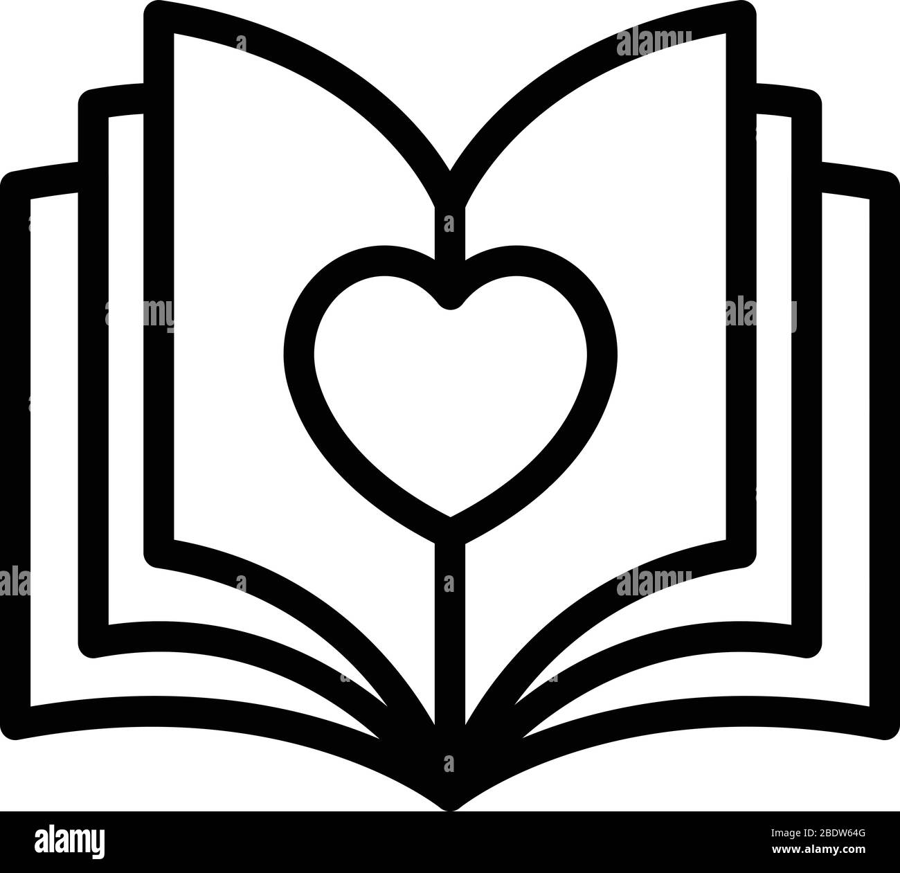 Open book and heart icon, outline style Stock Vector Image & Art - Alamy