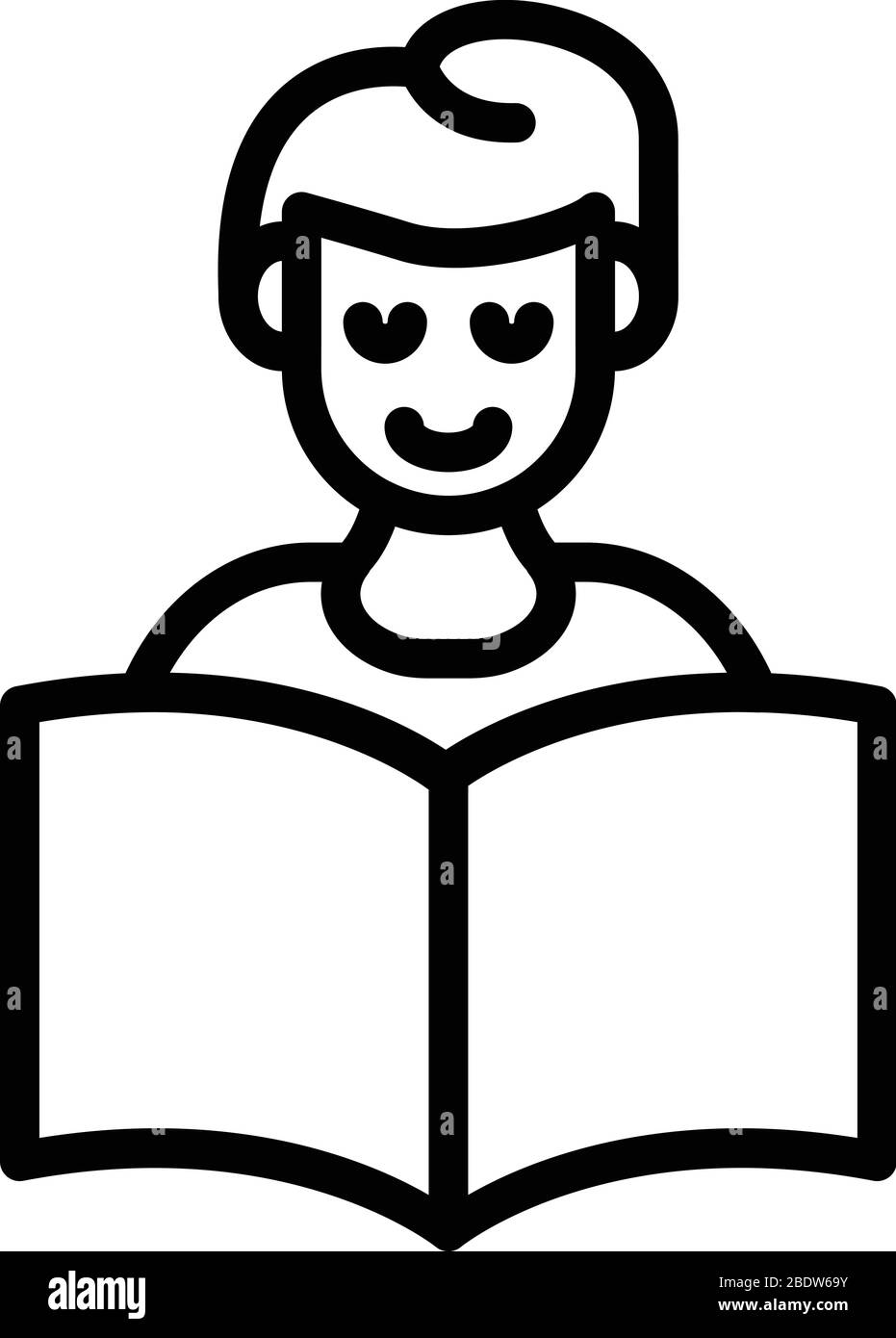 Schoolboy reading a book icon, outline style Stock Vector Image & Art ...