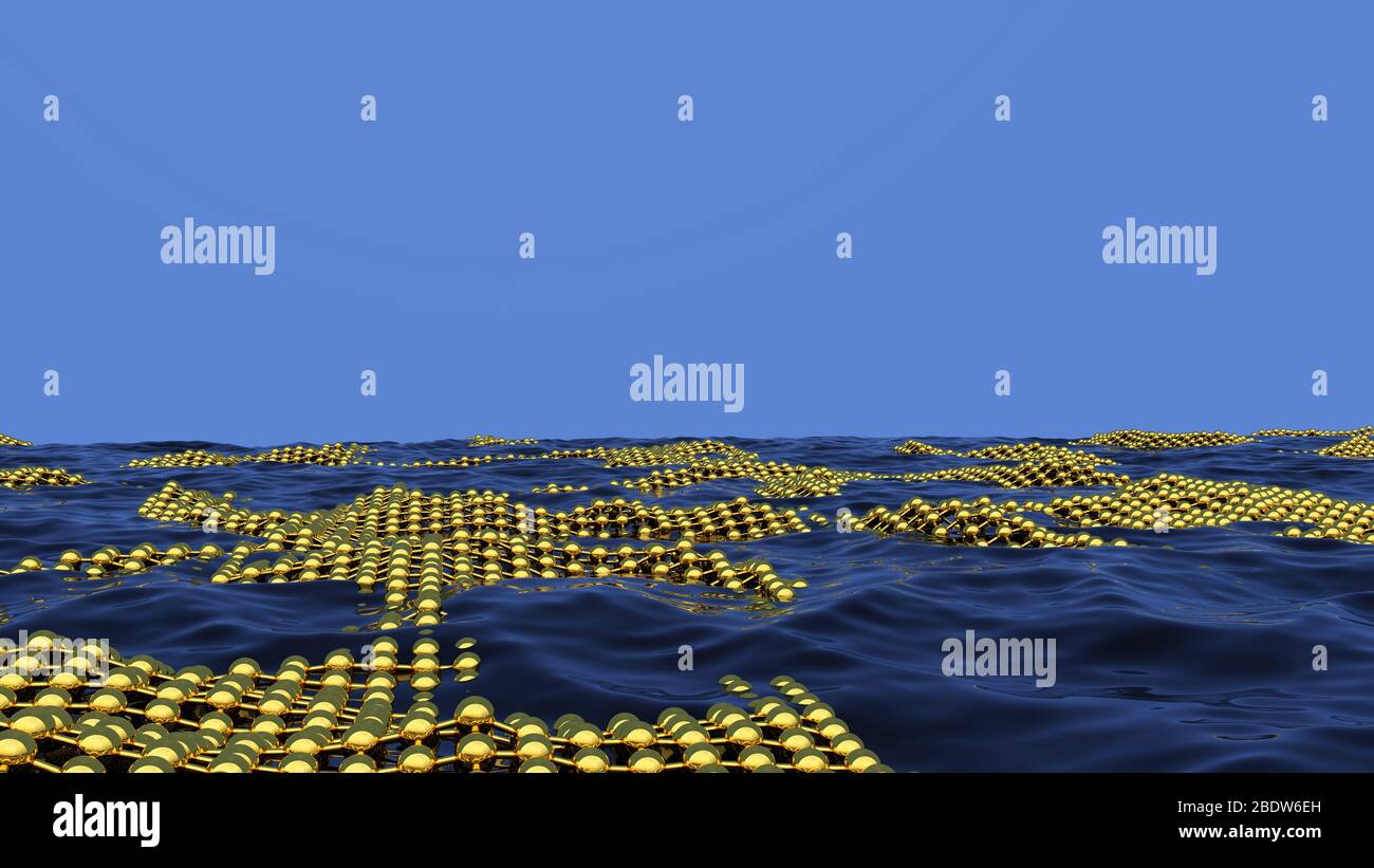Ecological science abstract background with absorbent grid on the sea ...