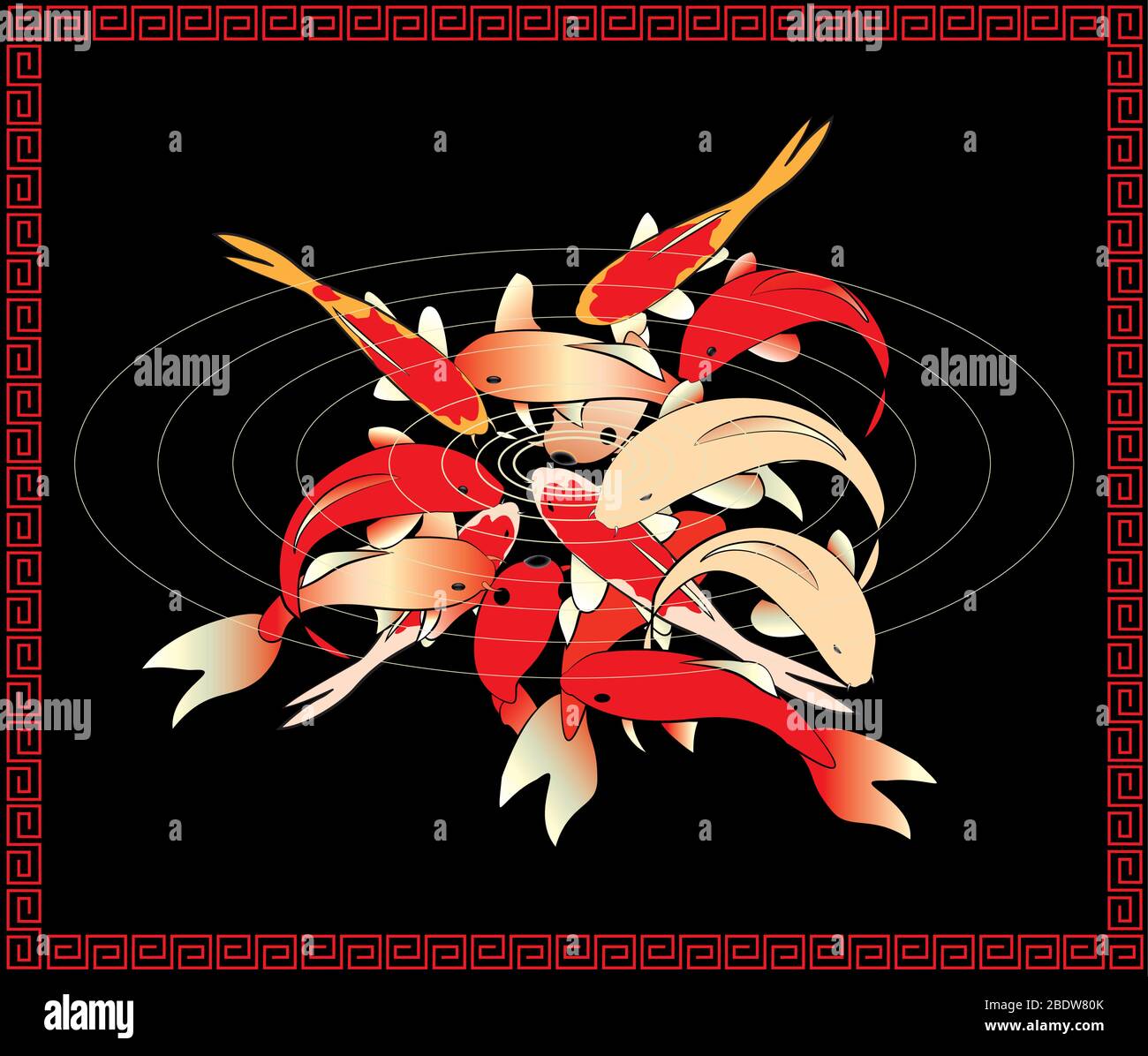 Japanese garden koi pond Stock Vector Images - Alamy