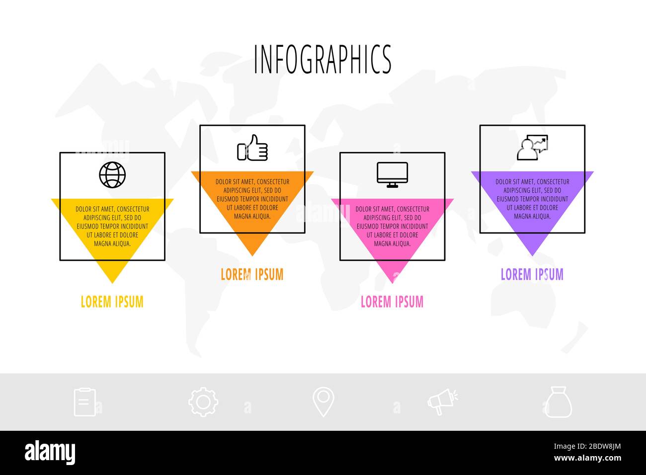 Horizontal business infographics with 4 elements with arrows. Vector ...
