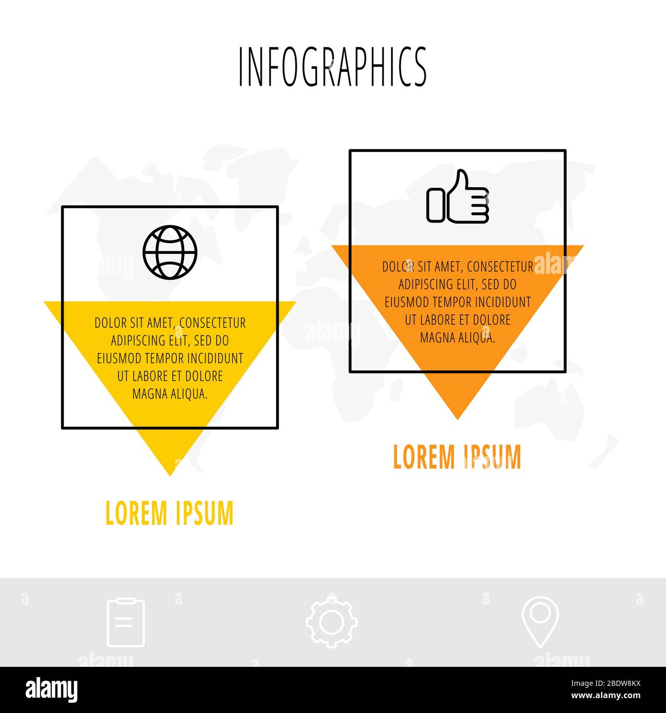 Horizontal business infographics with 2 elements with arrows. Vector ...