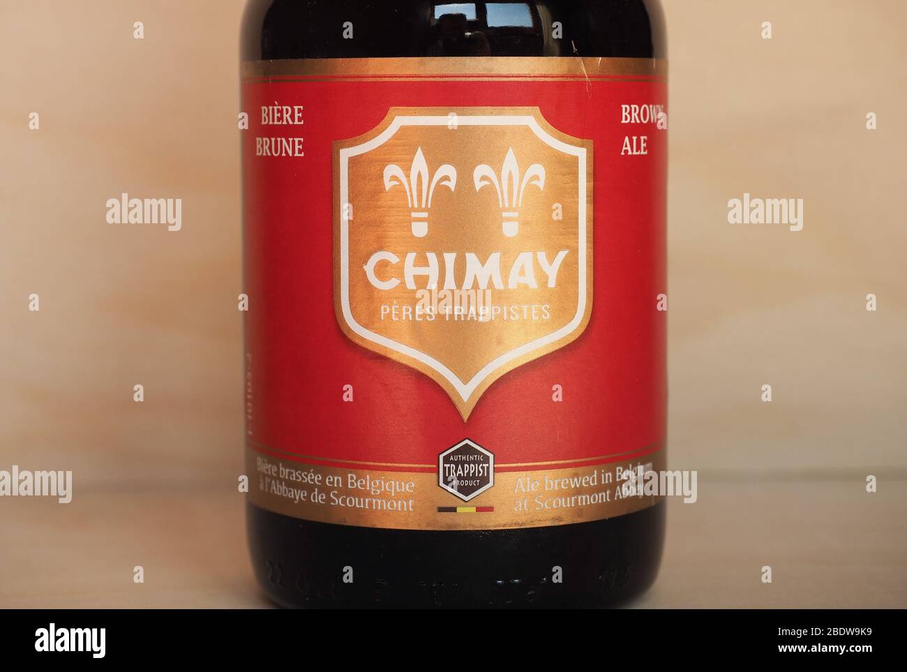 CHIMAY, BELGIUM - CIRCA APRIL 2020: Red Chimay bottle of beer Stock ...