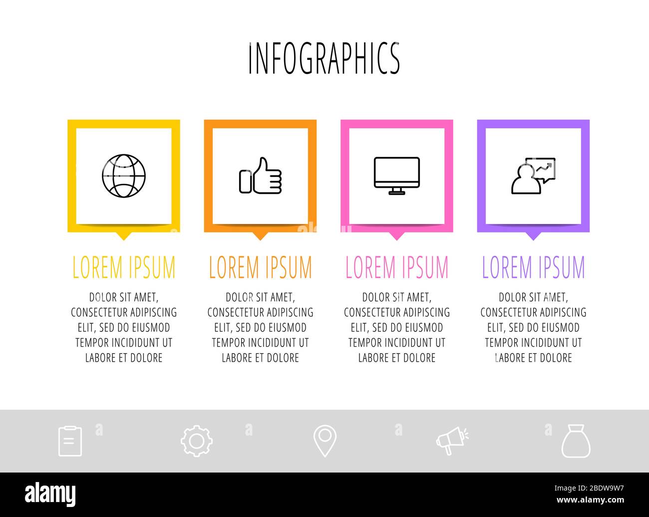 Vector flat infographics with 4 elements with arrows. Business template ...