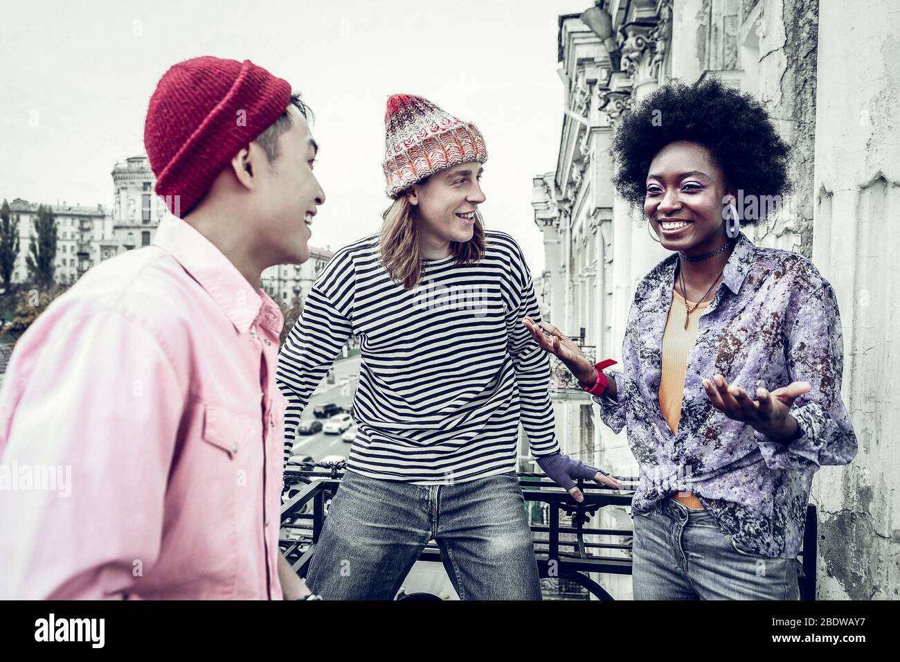Stylish woman standing in balcony hi-res stock photography and images ...