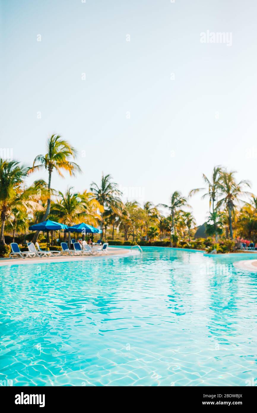 Beautiful luxury landscape around pool in hotel resort Stock Photo - Alamy