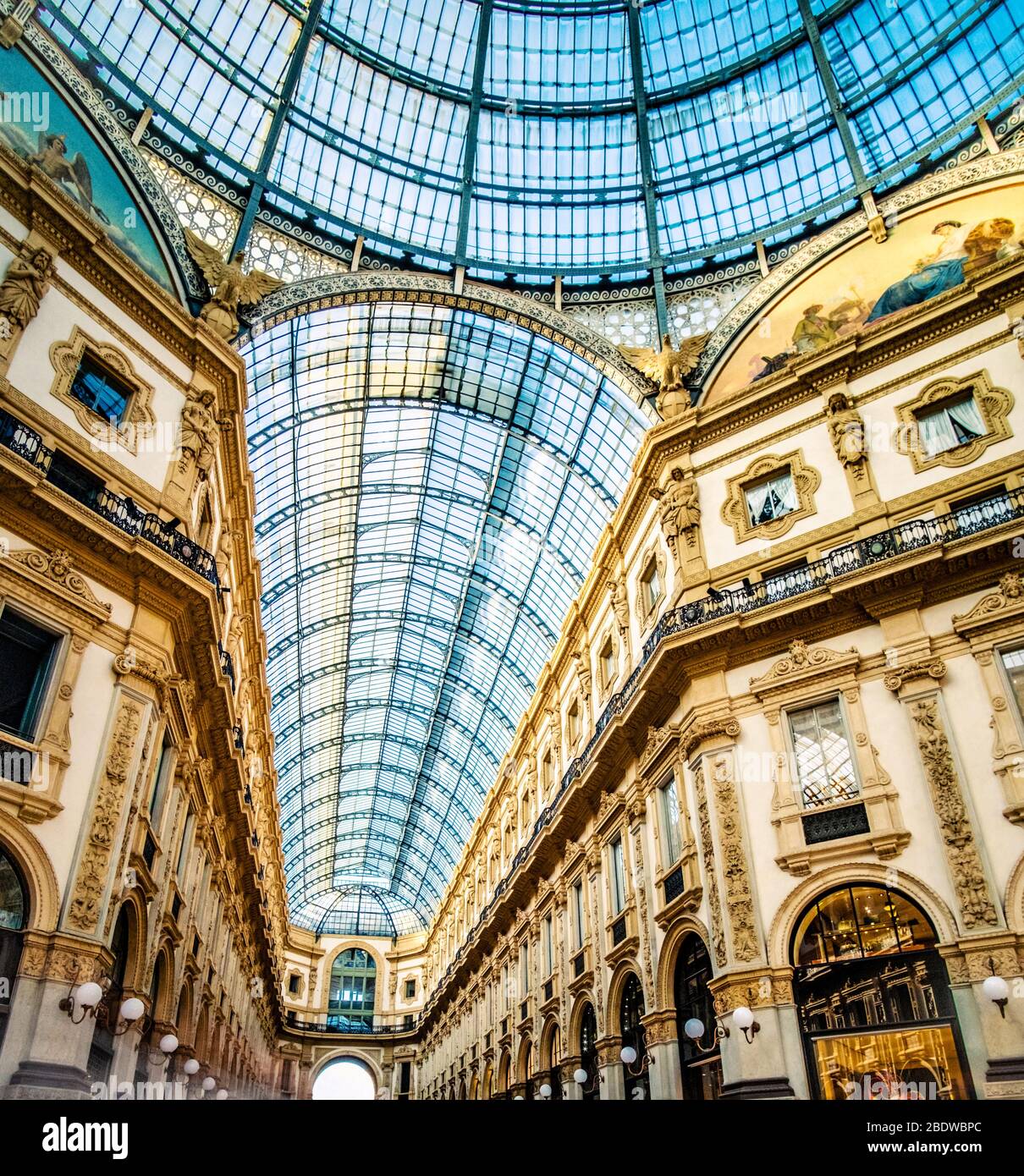 Glass arcade of luxury Milan Gallery Stock Photo - Alamy