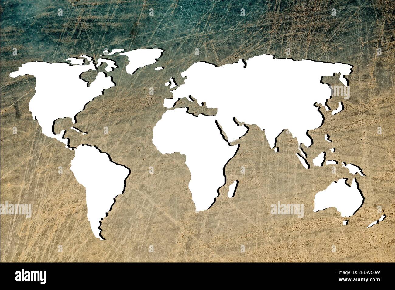 Roughly outlined world map with white background Stock Photo - Alamy