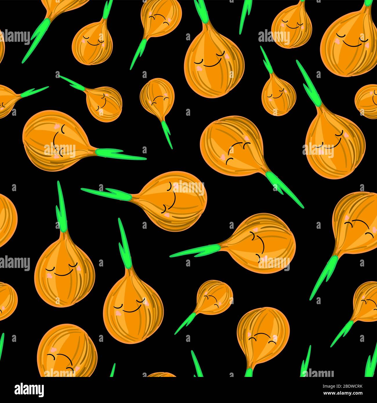 PATTERN seamless bow. onion character. Black background. children's ...