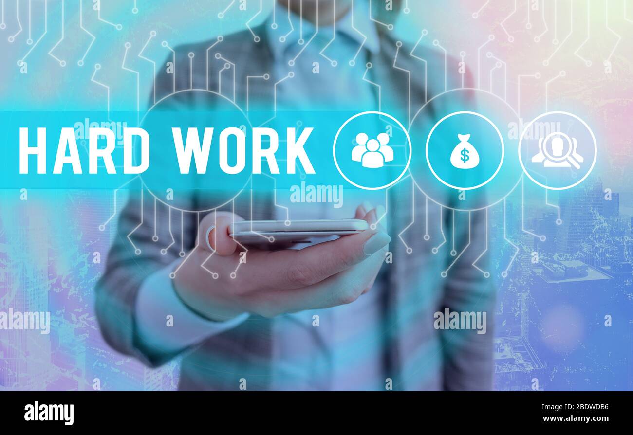 Writing note showing Hard Work. Business concept for always putting a ...
