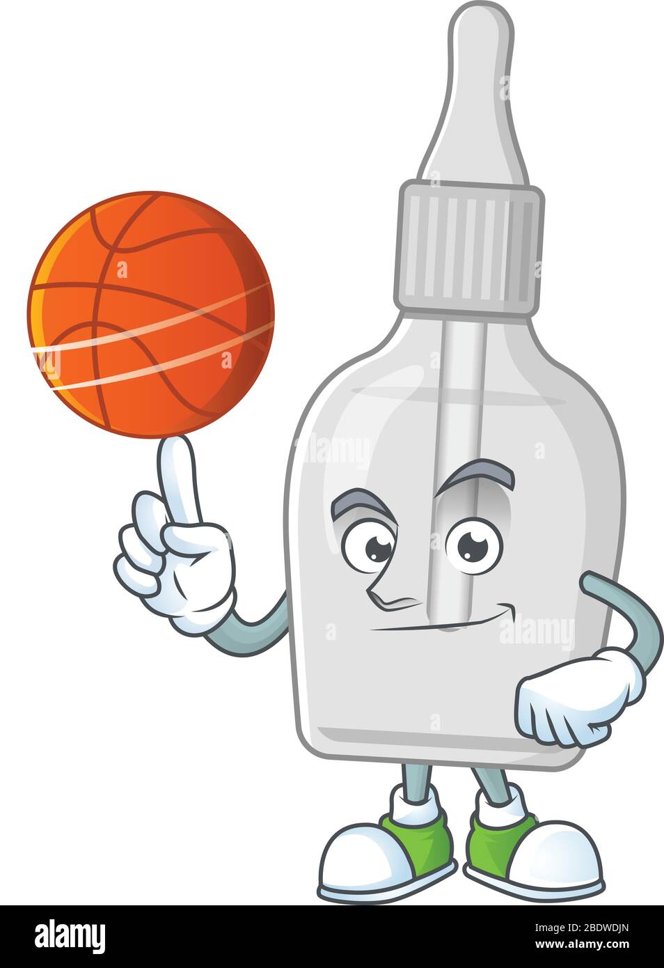 An athletic bottle with pipette cartoon design style playing basketball ...