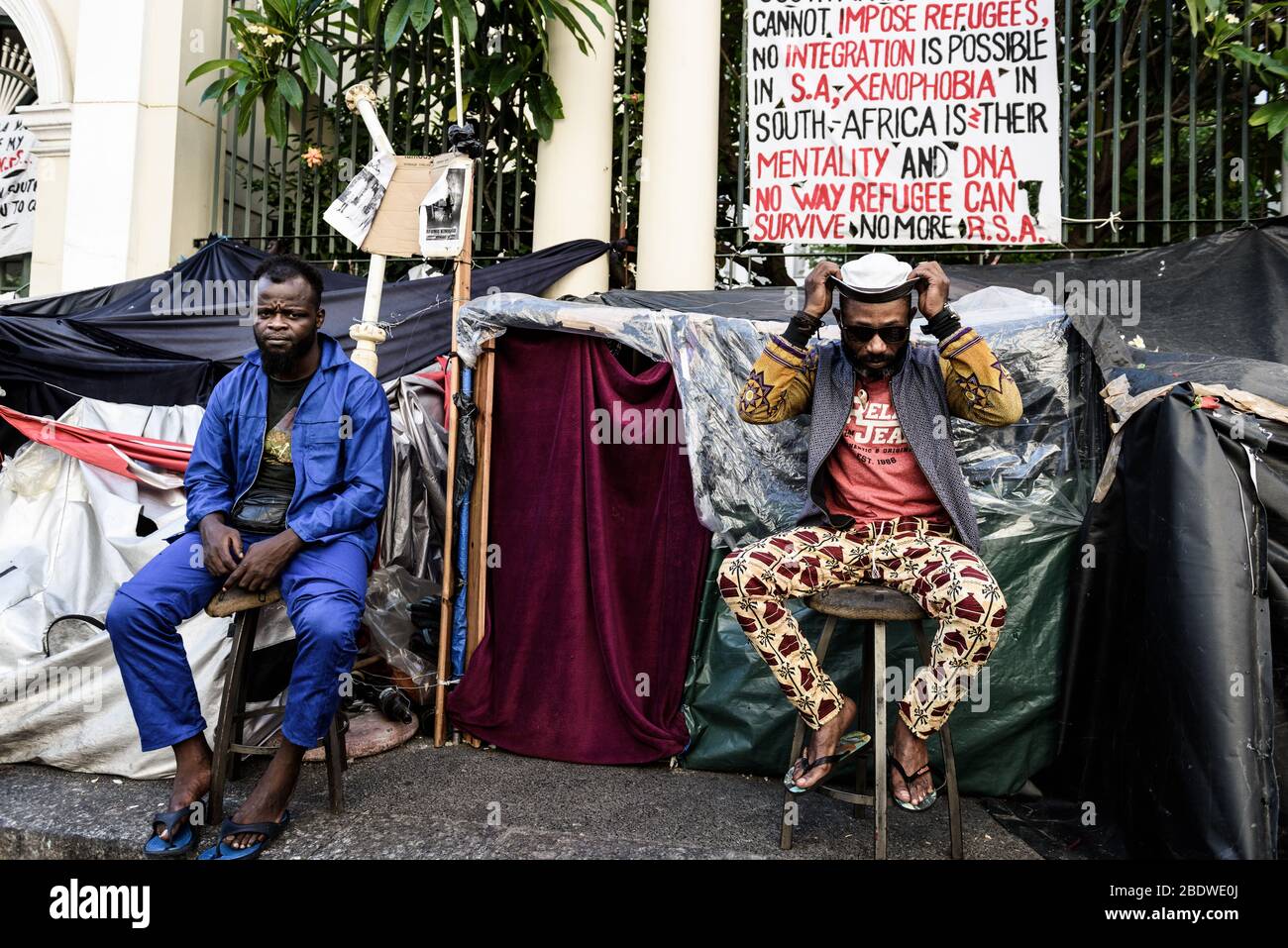 African Foreign National Refugees On Cape Towns Greenmarket Square