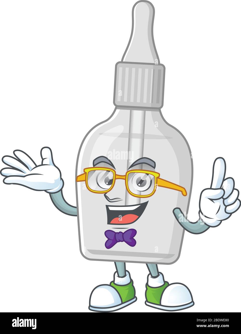 Cartoon character design of Geek bottle with pipette wearing weird ...