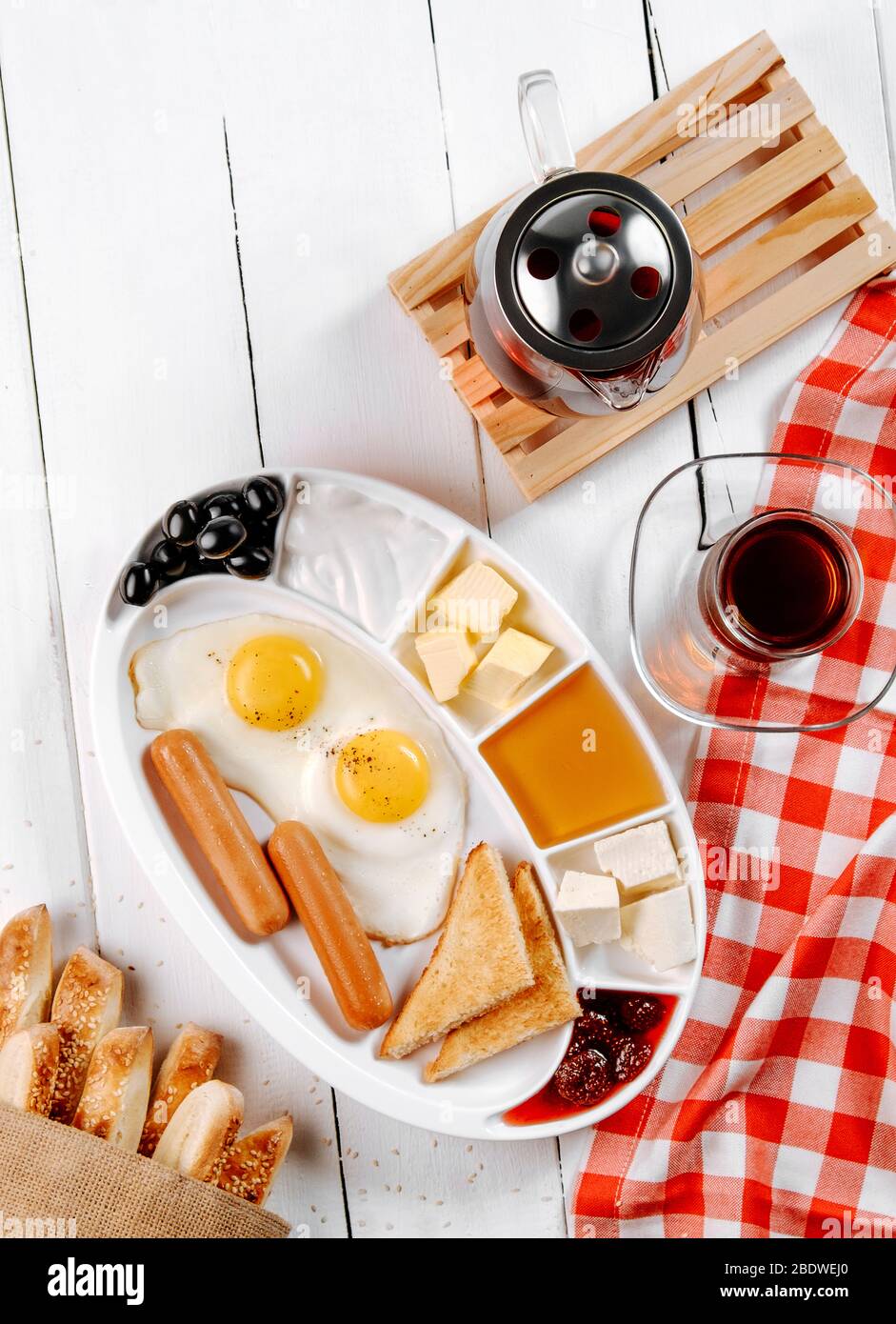breakfast set on the table Stock Photo - Alamy