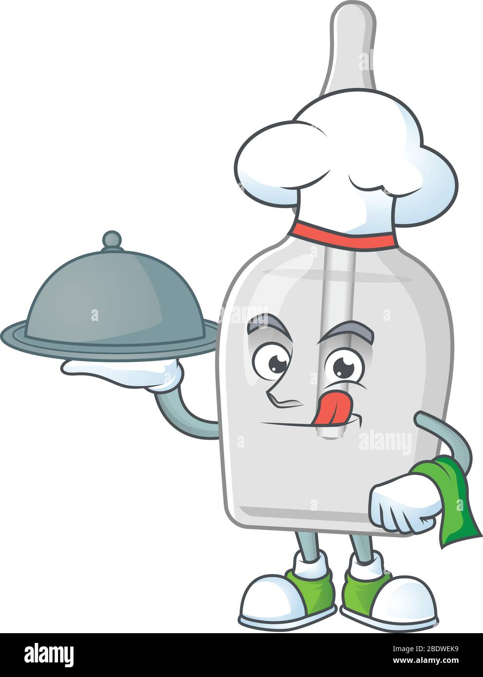 A bottle with pipette chef cartoon design with hat and tray Stock ...