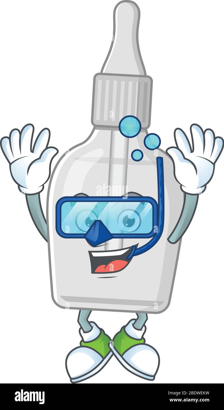 Mascot design concept of bottle with pipette wearing Diving glasses ...