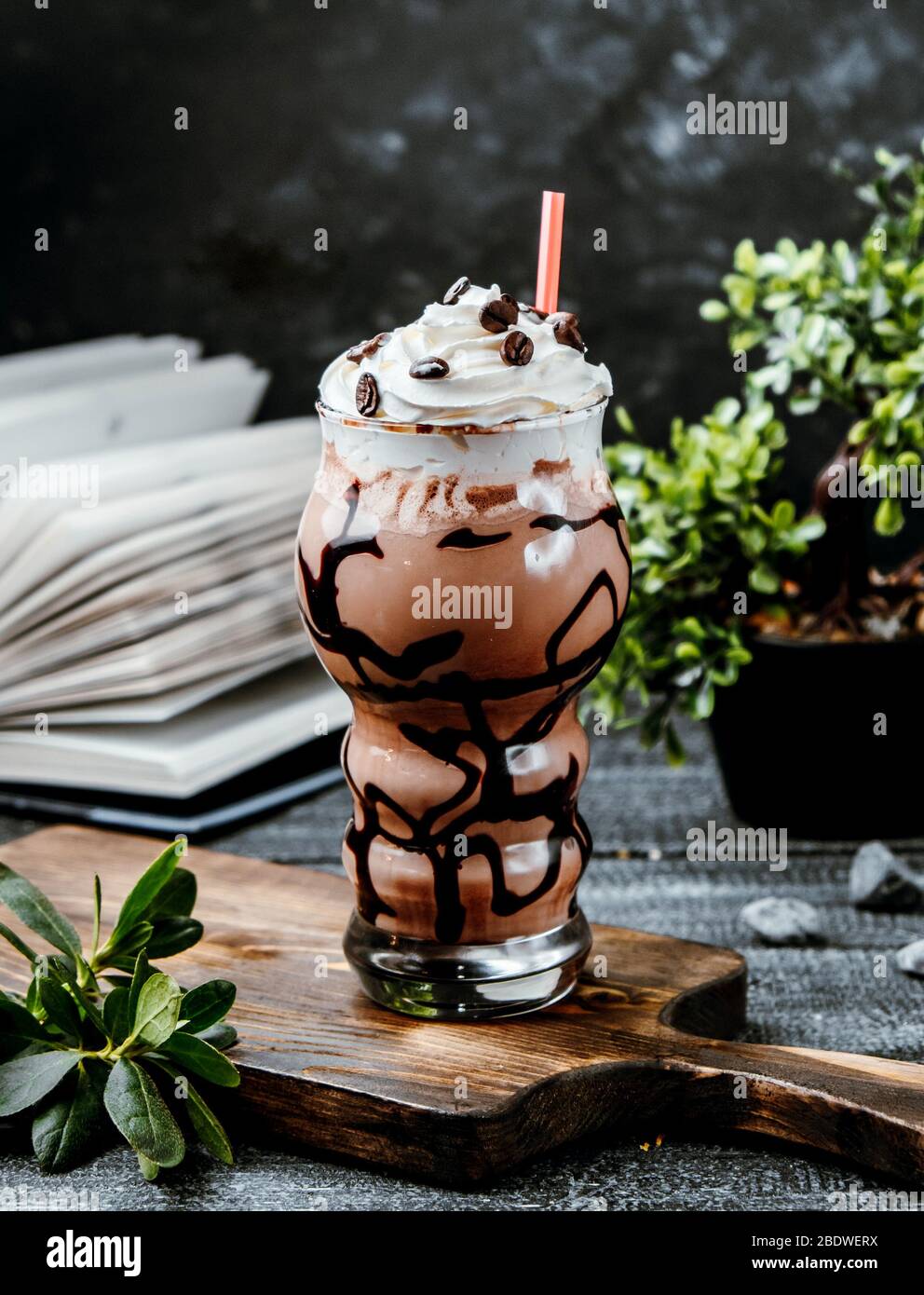 caramel cold shake with cream Stock Photo - Alamy
