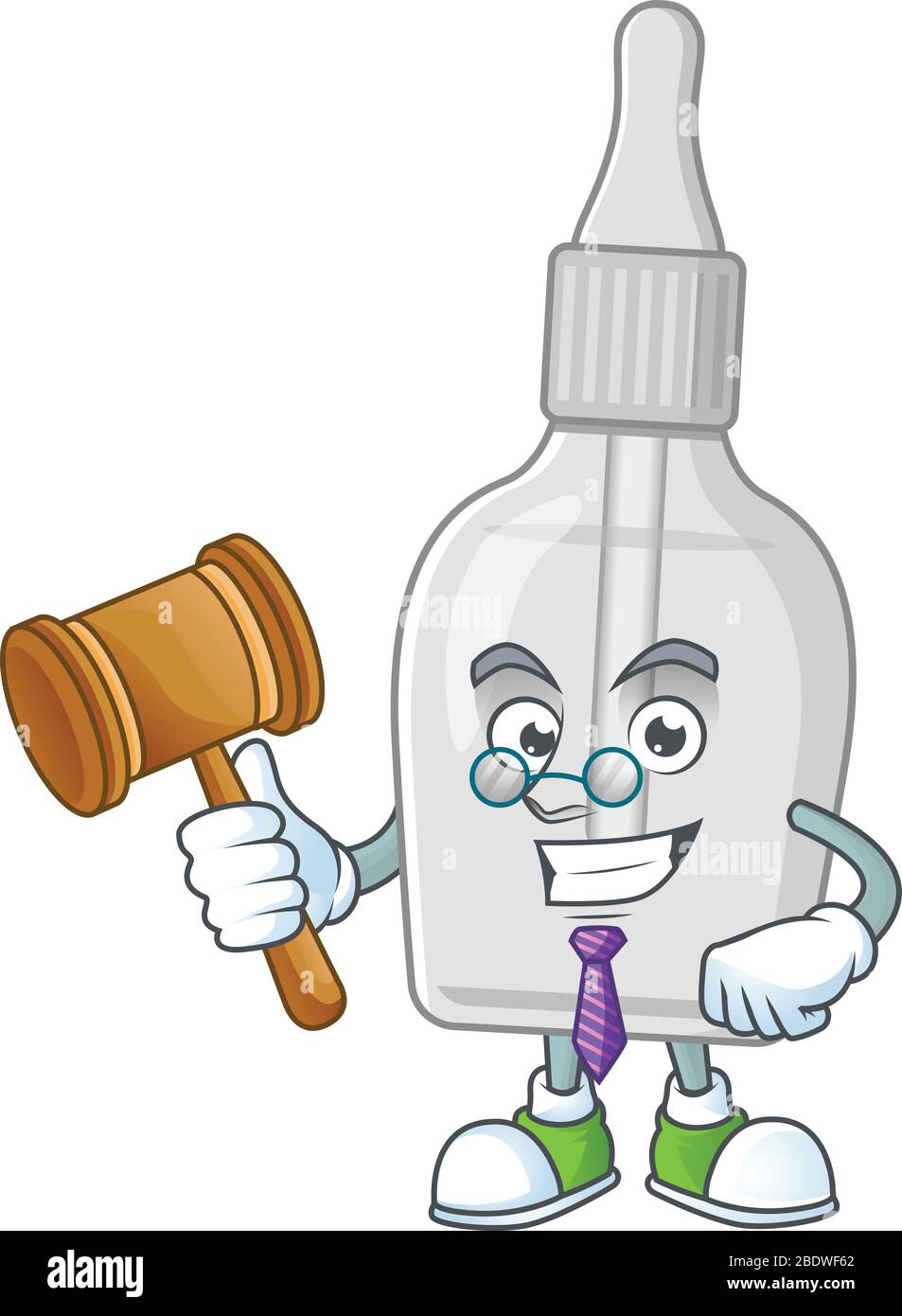 Charismatic Judge bottle with pipette cartoon character design with ...