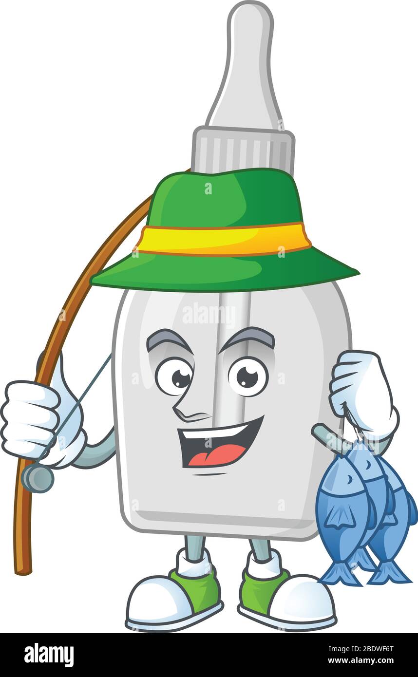 A Picture of bottle with pipette fisher mascot design catch a fish ...