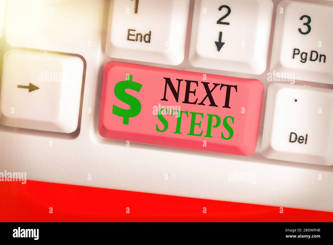Writing note showing Next Steps. Business concept for something you do ...