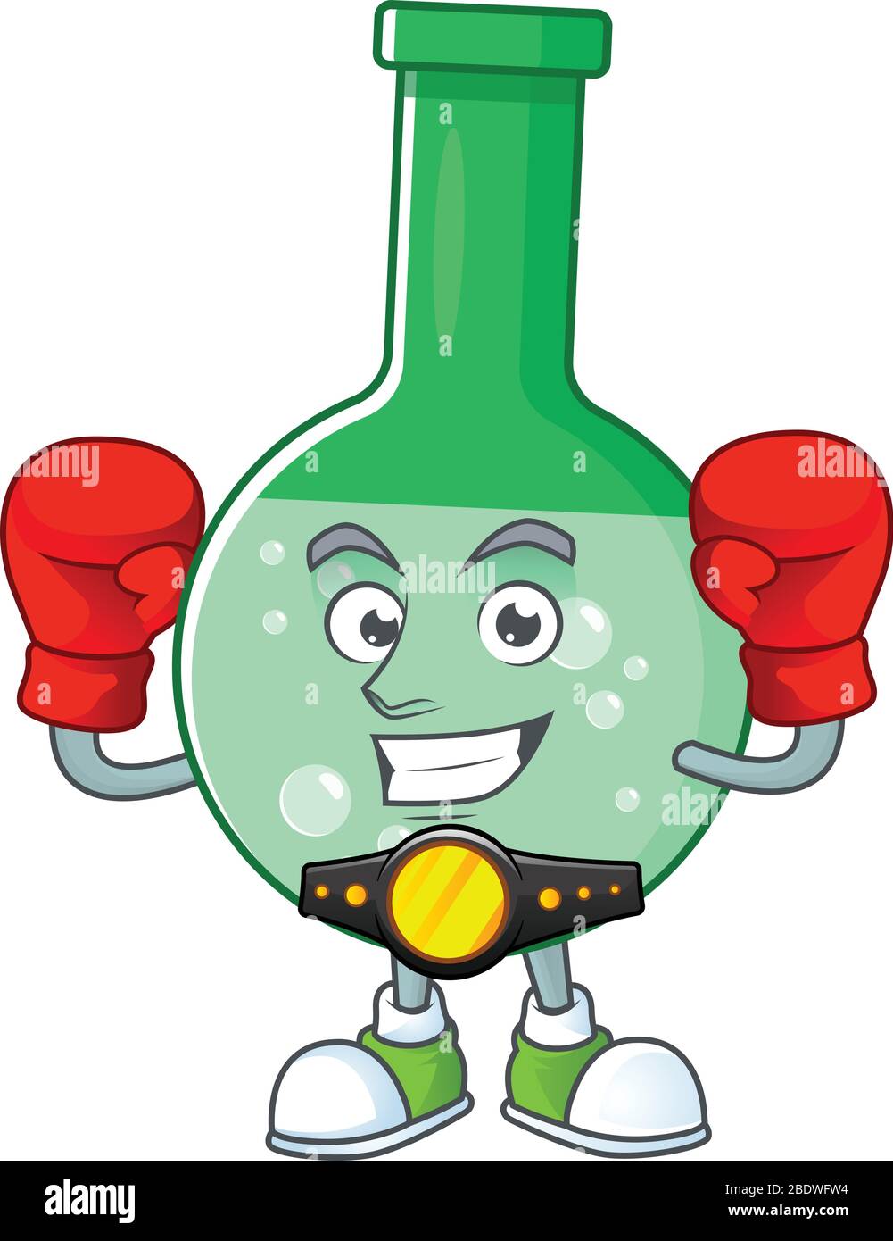 A sporty green chemical bottle boxing athlete cartoon mascot design ...