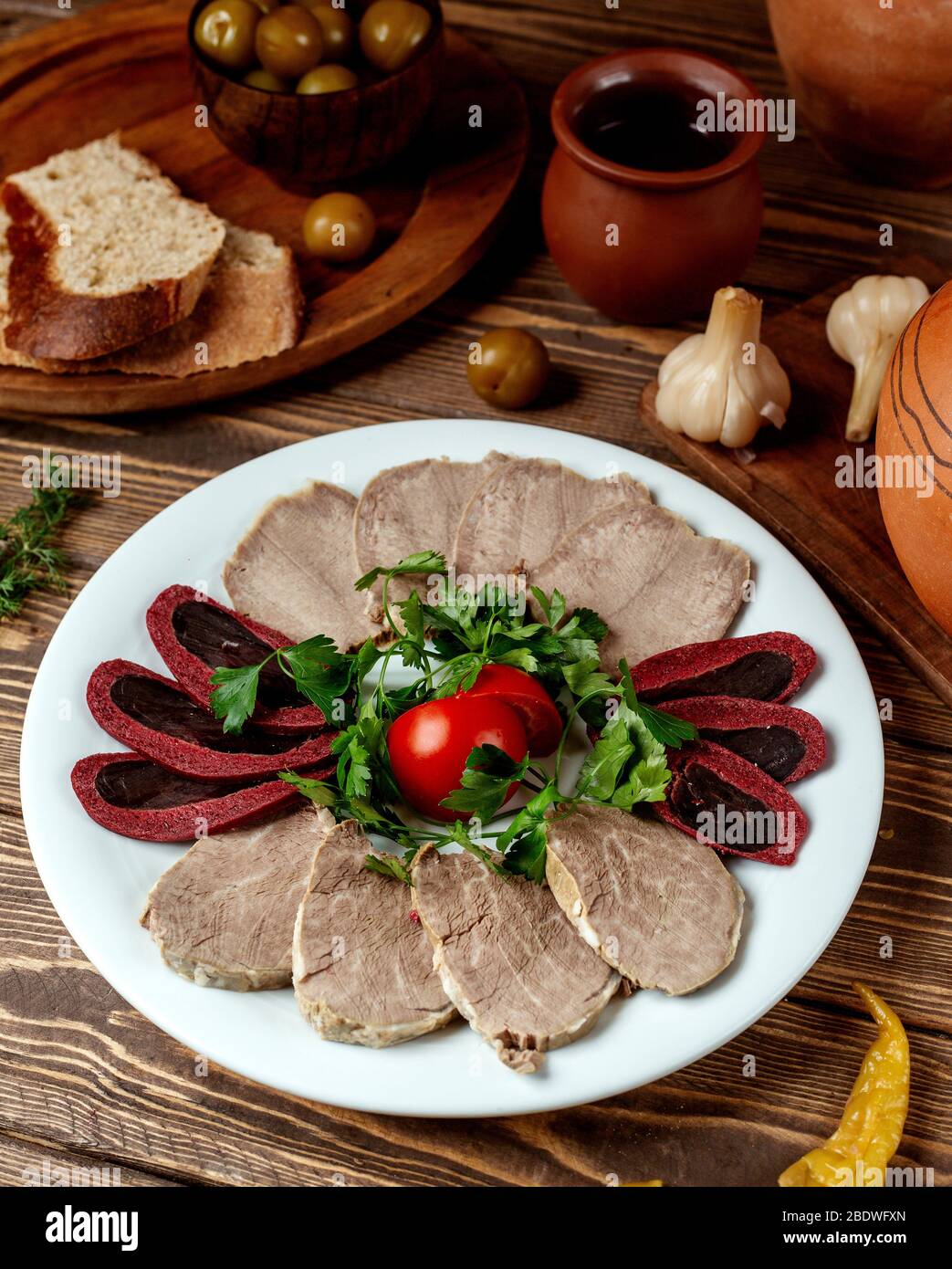 cold meat plate on the table Stock Photo - Alamy