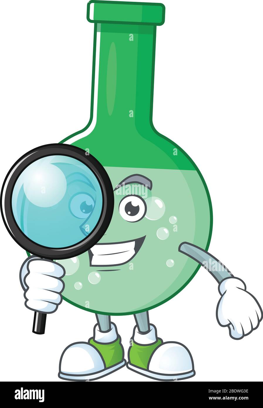 Smart Detective of green chemical bottle cartoon character design ...