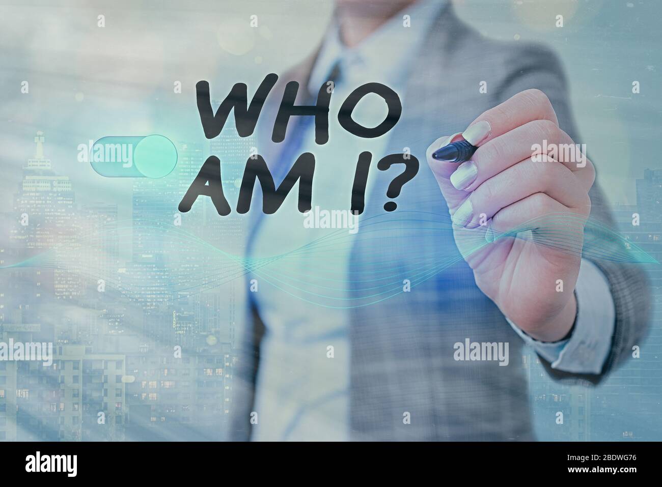 Writing note showing Who Am I Question. Business concept for asking ...