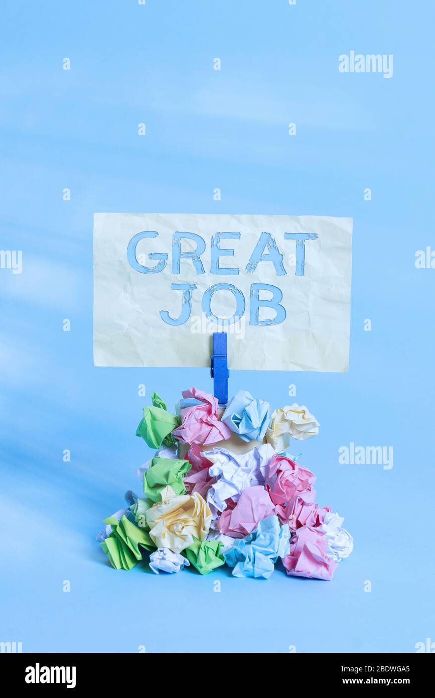 Handwriting text writing Great Job. Conceptual photo used praising ...