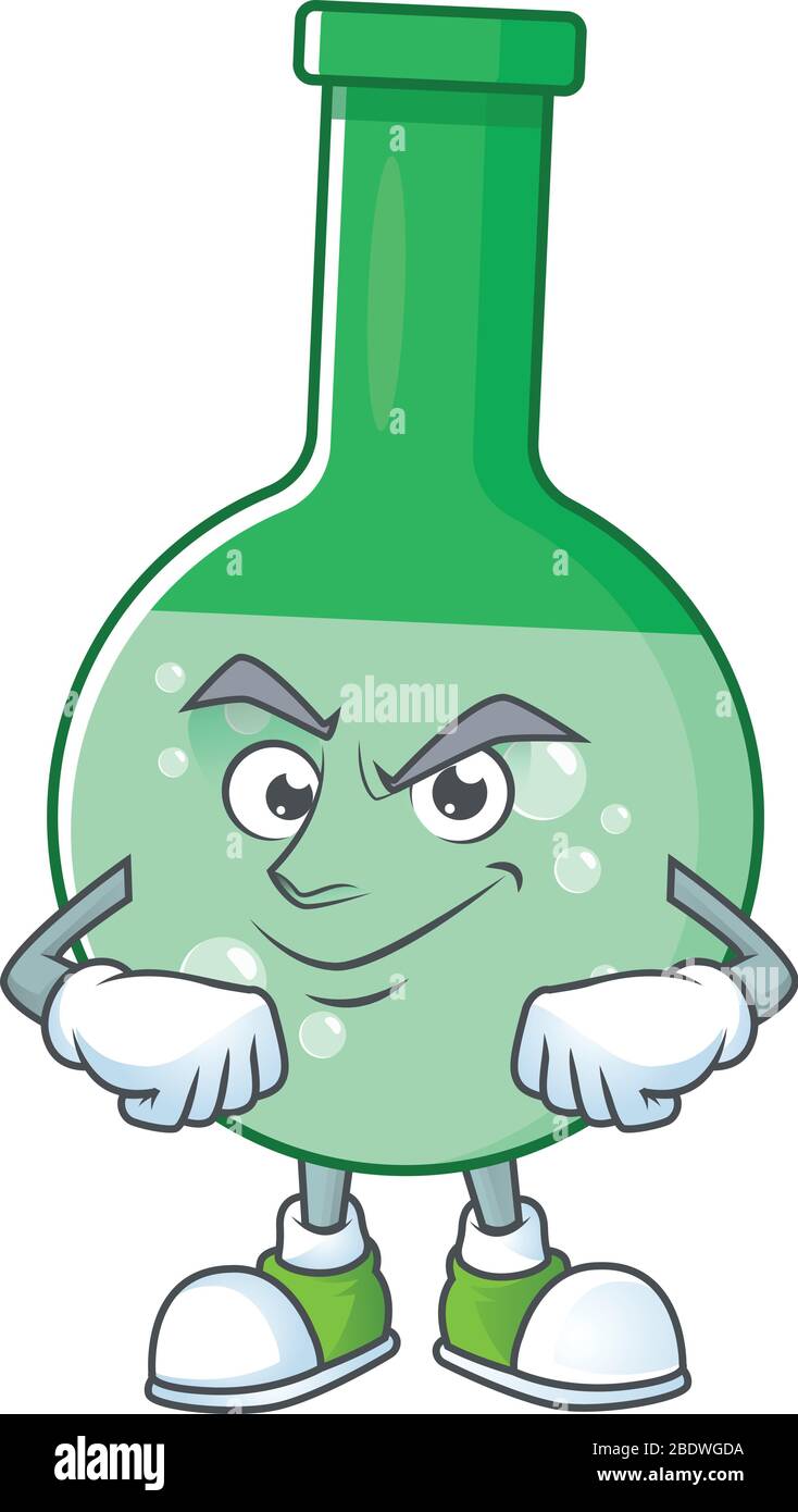 Green chemical bottle mascot design style with grinning face Stock ...