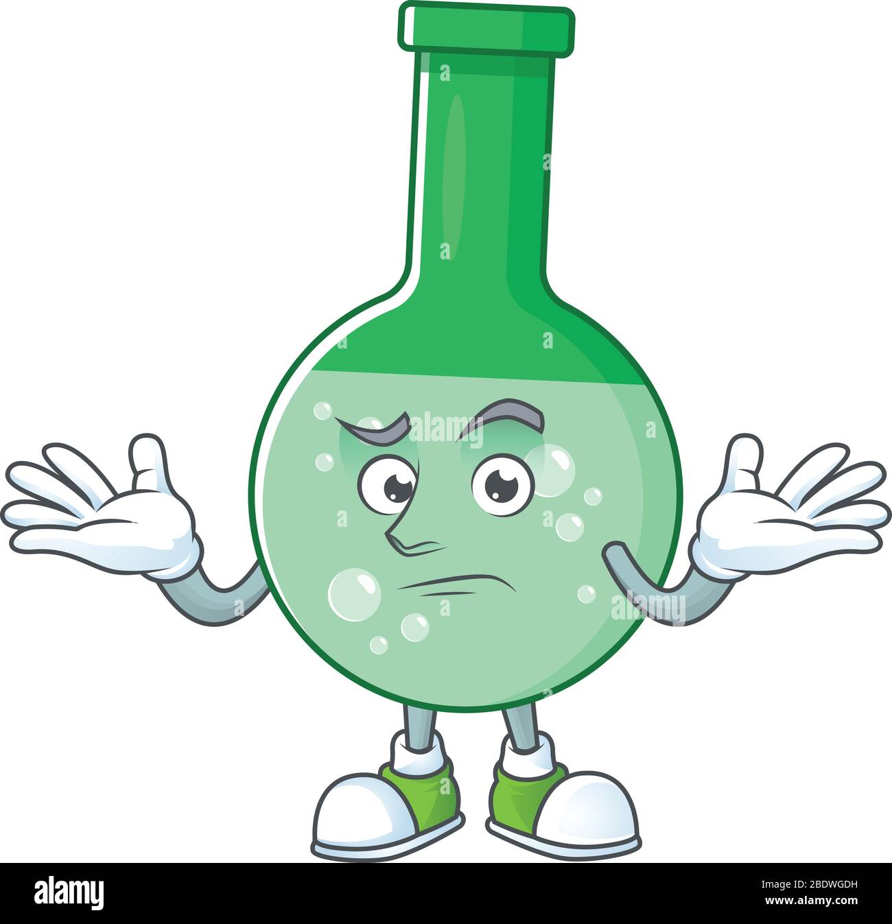 An image of green chemical bottle in grinning mascot cartoon style ...
