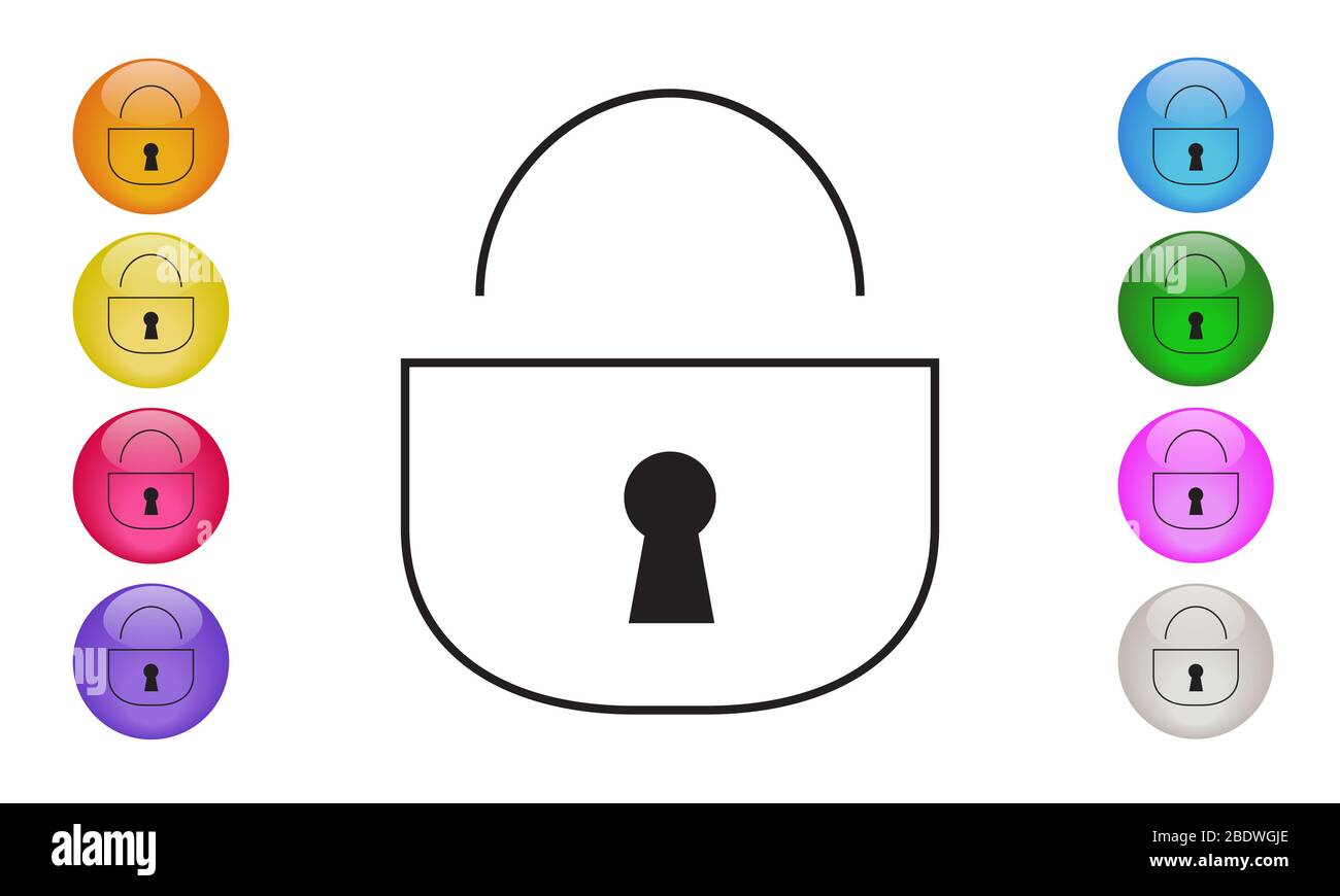 Lock Icon , clear thin flat outline style. Vector Illustration EPS 10 ...