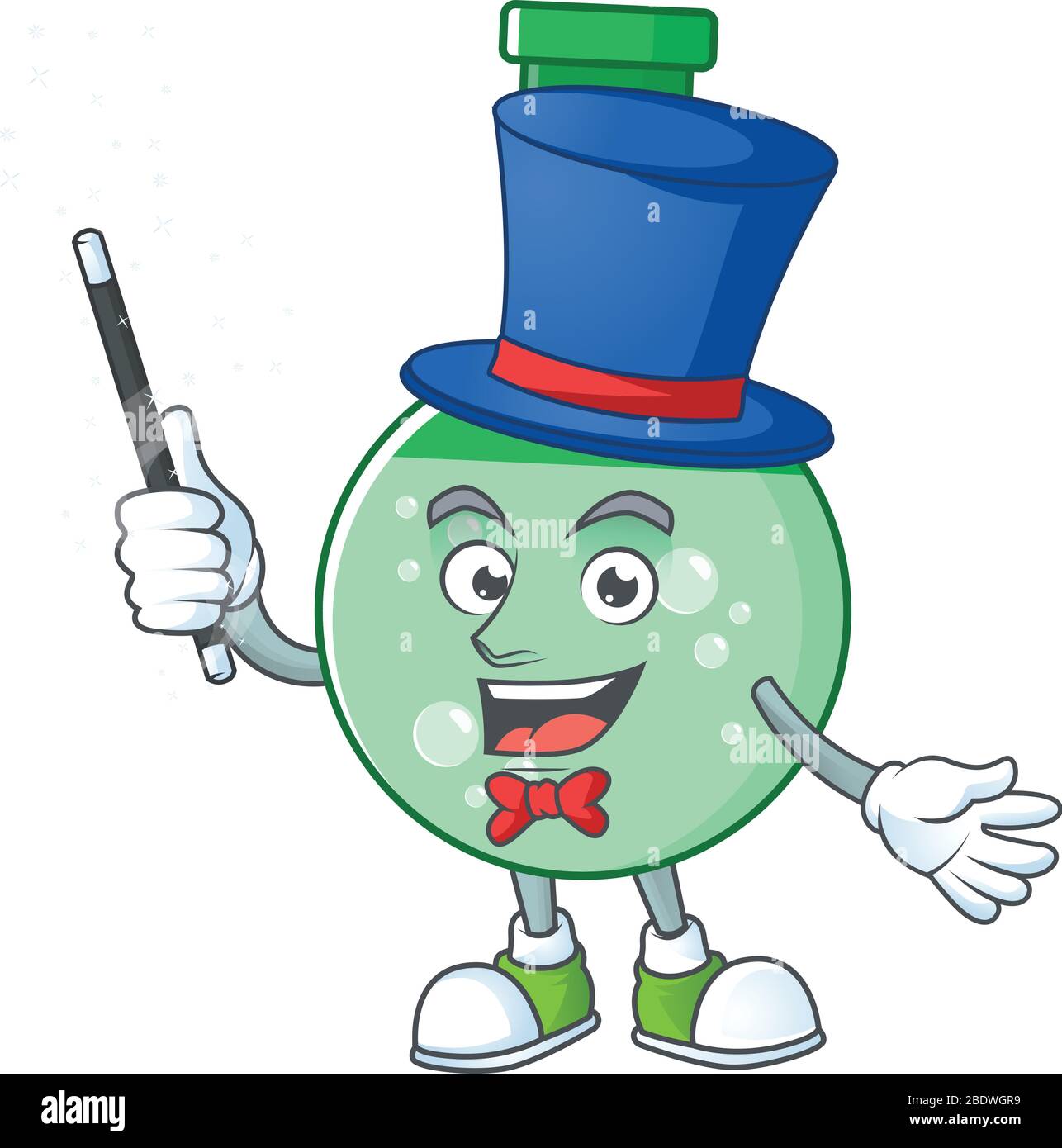 Talented green chemical bottle Magician cartoon design style Stock ...