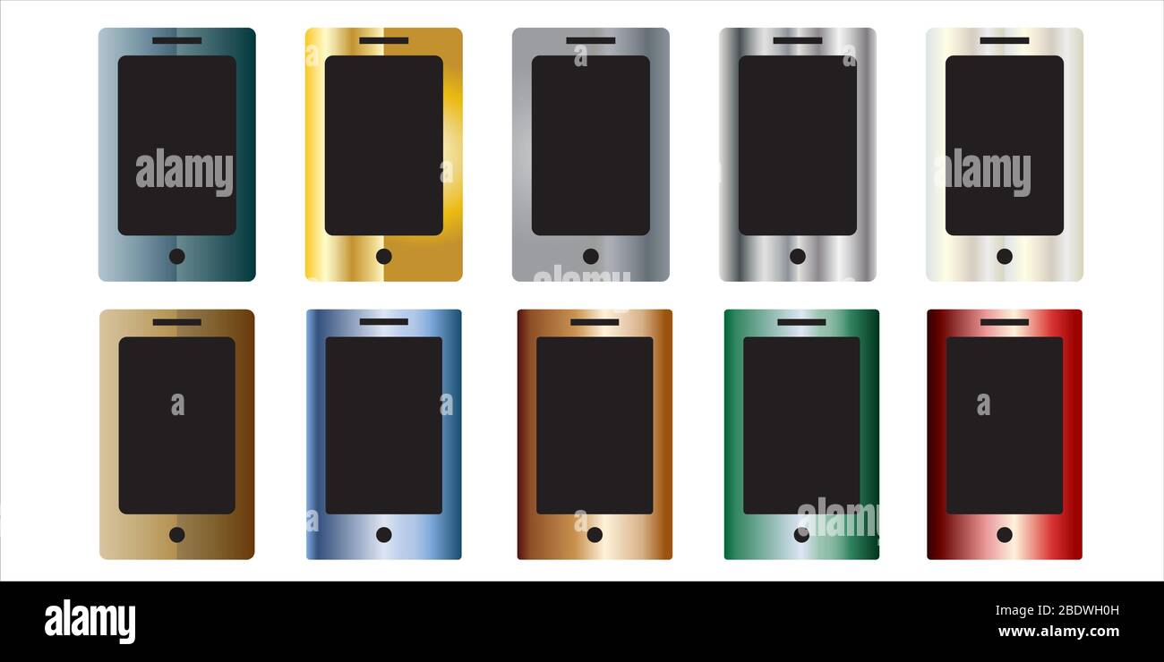 Mobile phones, smartphones or tablets screen icons set in various ...